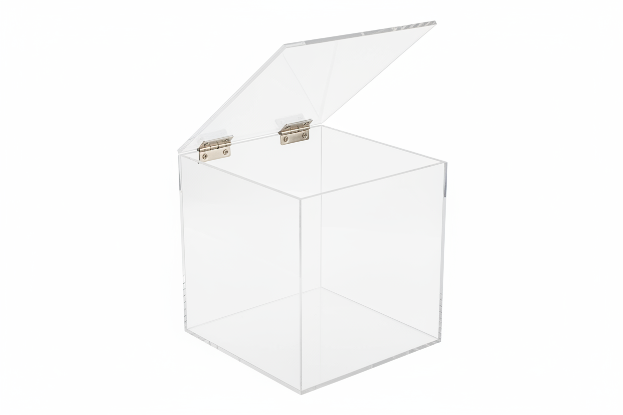 Custom Made Clear Heavy Duty Acrylic Boxes With Hinged Lids – Pleximart