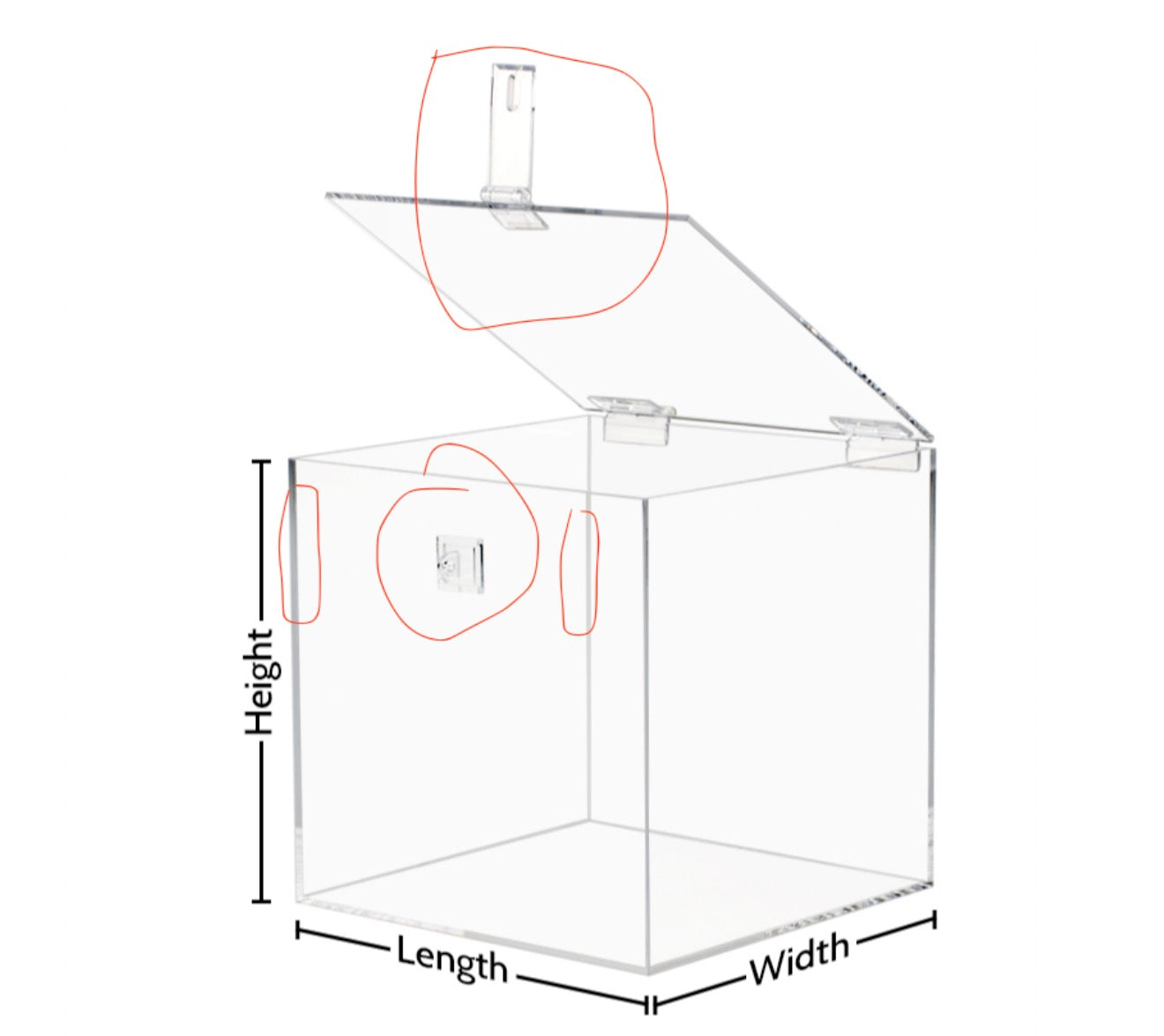 Custom Made Clear 1/2" Acrylic Box With Hinged Top Lid W/2 Metal Hasps ...