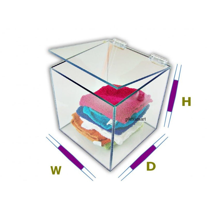 Acrylic 5 Sided Box W Hinged Lid Pleximart