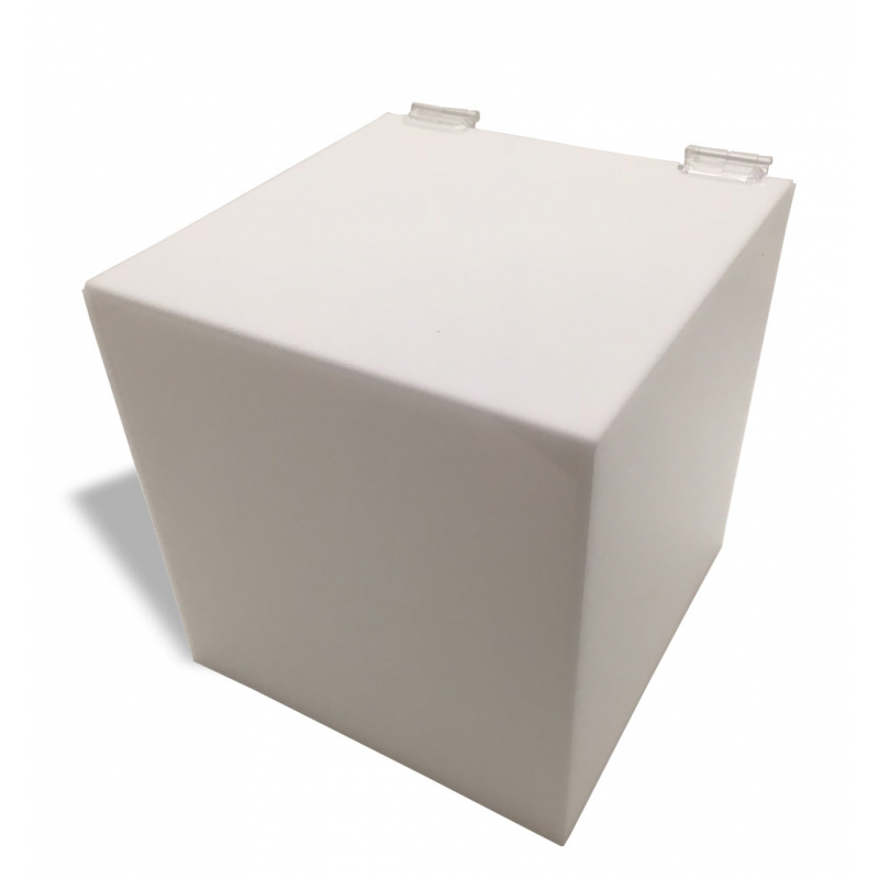 3/16" White Acrylic 5-Sided Box w/ Hinged Lid – Pleximart
